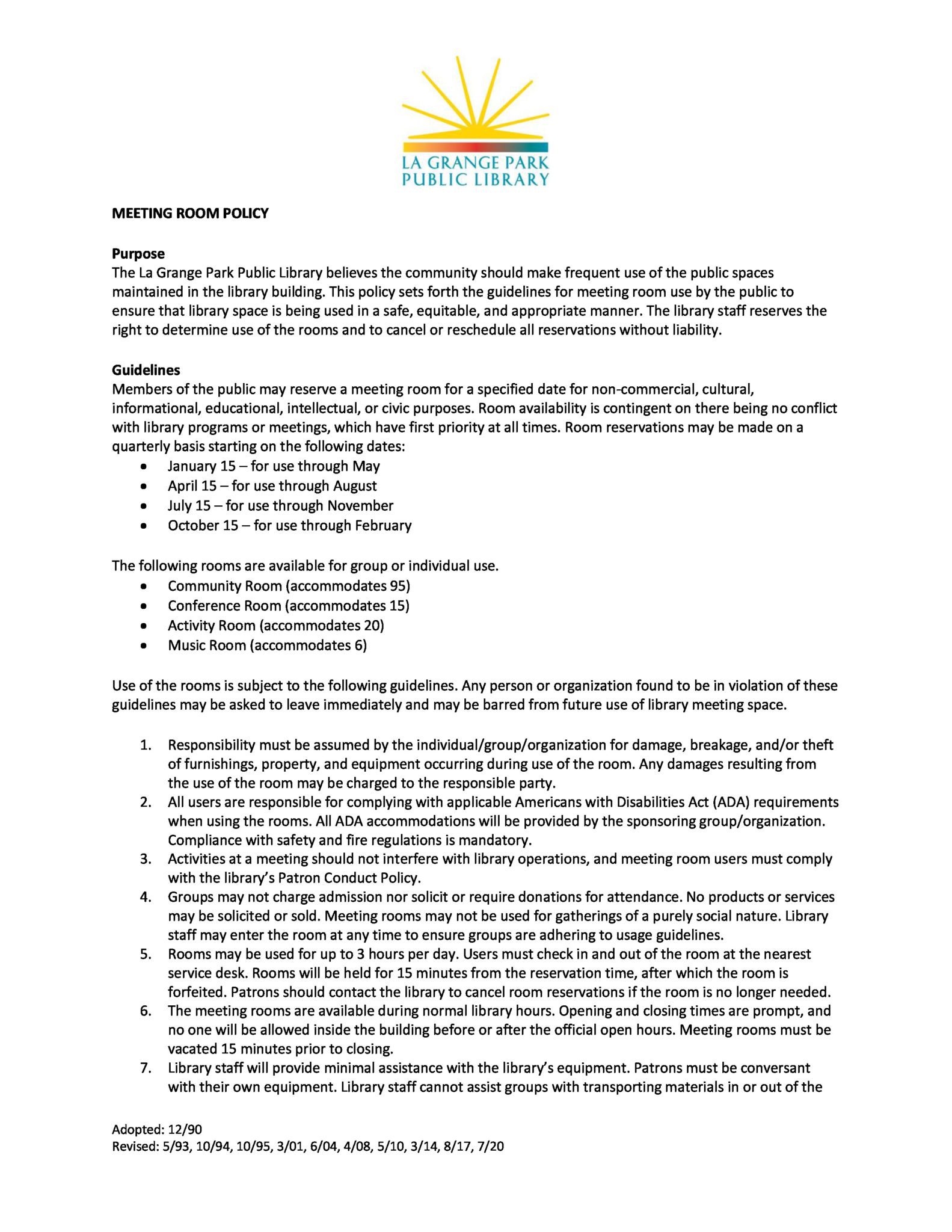 Meeting Room Policy - La Grange Park Public Library