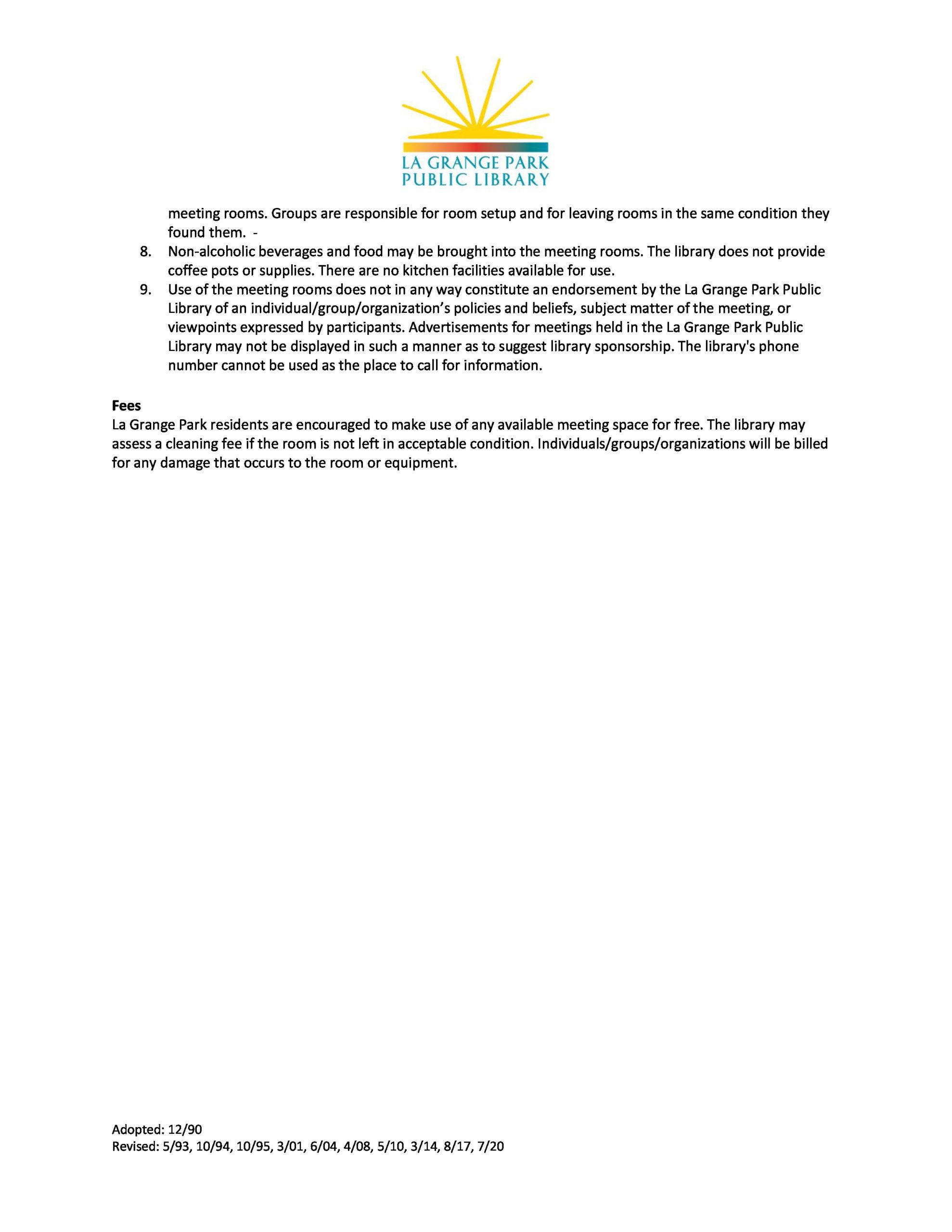 Meeting Room Policy - La Grange Park Public Library
